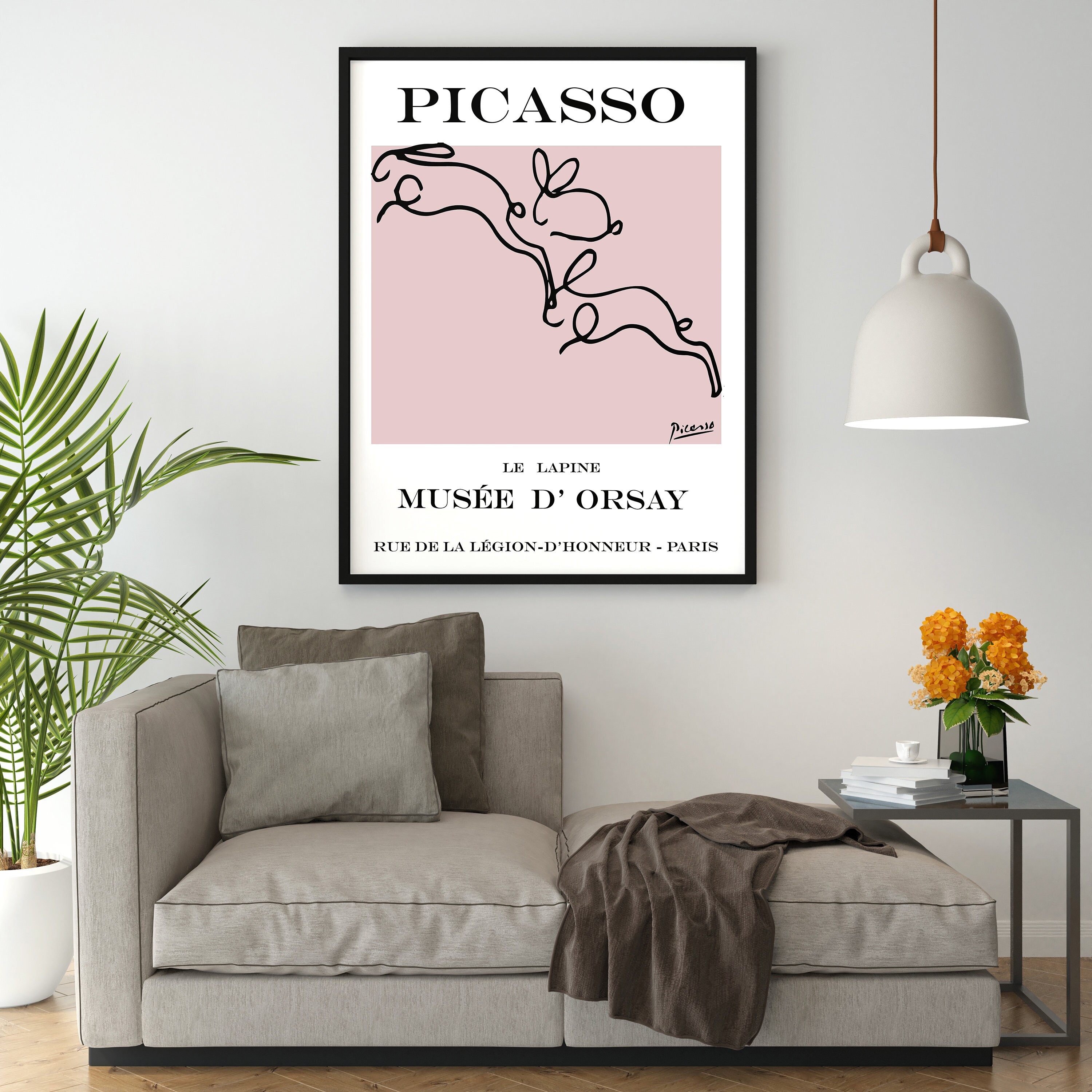 Picasso - Rabbit , Exhibition Vintage Line Art Poster, Minimalist Line ...