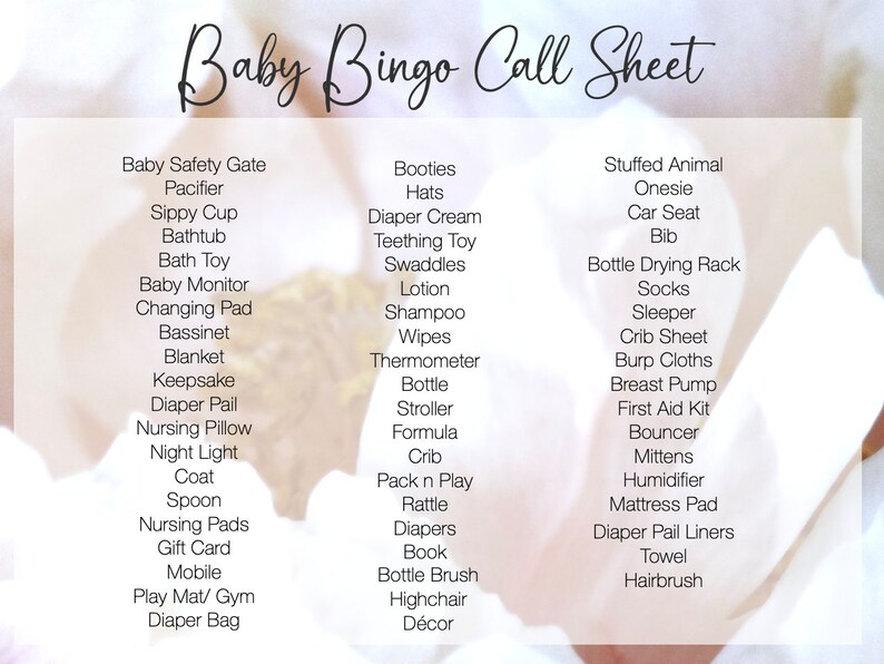 Baby Shower Bingo Cards - Etsy