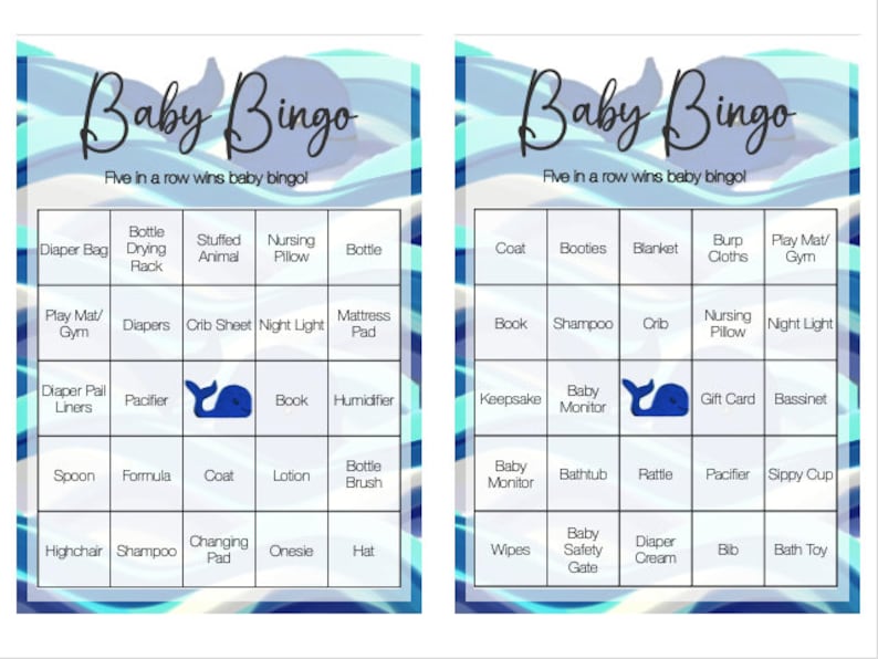 Little Blue Whale Baby Bingo - Etsy