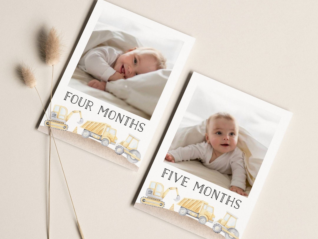 Construction Trucks Photo Banner, First Yeat Photo Garland, 1st ...