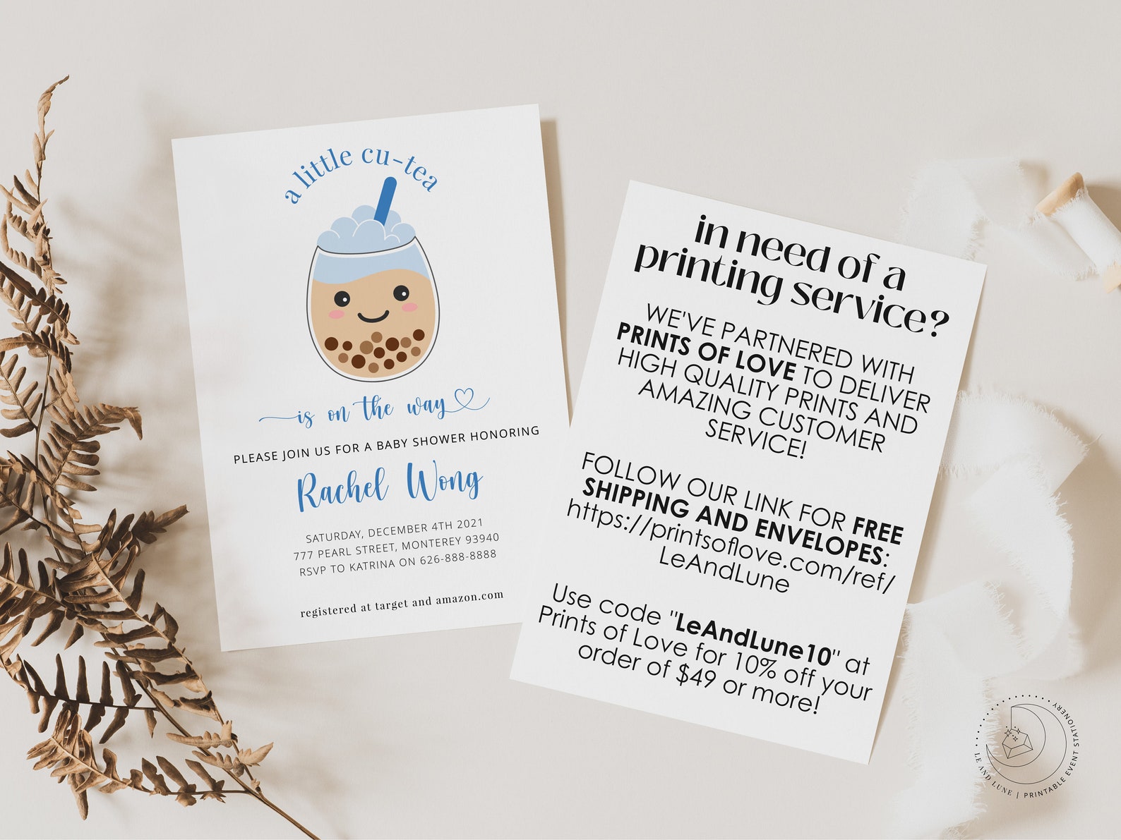 Boba Bubble Tea Baby Shower Invitation Set A Little Cu-tea is - Etsy