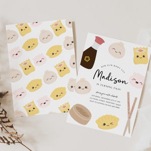 Dim Sum Dumpling Birthday Invitation, Dumpling Party Invite, Kawaii ...