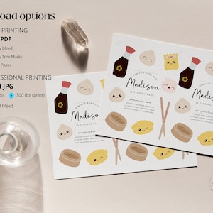 Dim Sum Dumpling Birthday Invitation, Dumpling Party Invite, Kawaii ...