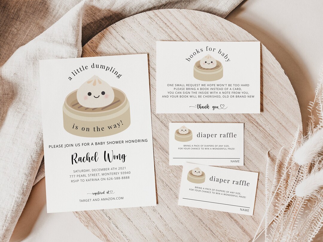 Little Dumpling Baby Shower Invitation Set, Books for Baby, Diaper ...