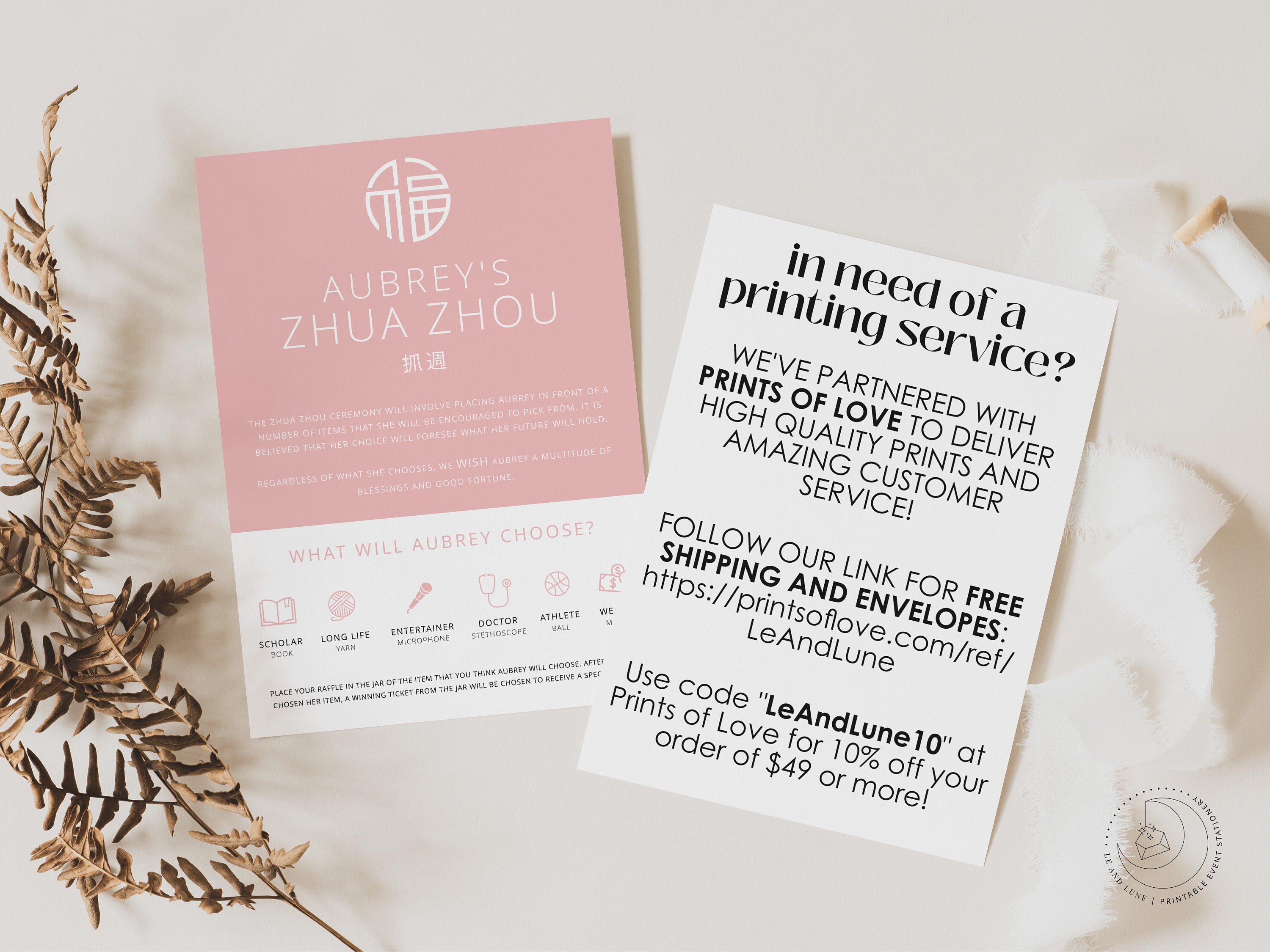 Zhua Zhou Set Pink Zhua Zhou Sign Raffle and Labels Chinese - Etsy
