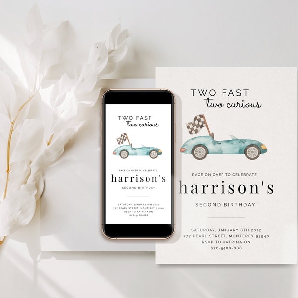 Growing up Two Fast Digital Birthday Invitation - Etsy