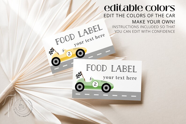 Two Fast Food Label Fast One Place Cards Race Car Theme - Etsy