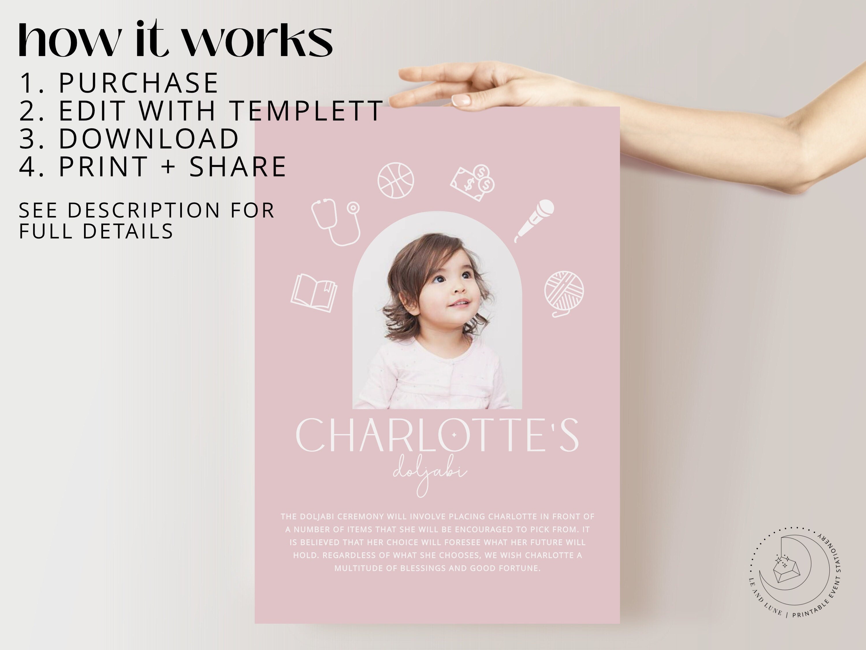 Modern Girl Doljabi Board With Photo Editable Zhua Zhou Sign - Etsy