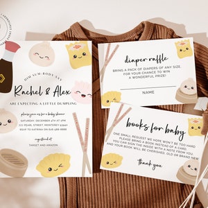 Dim Sum Dumpling Baby Shower Invitation Set, A Little Dumpling is on ...