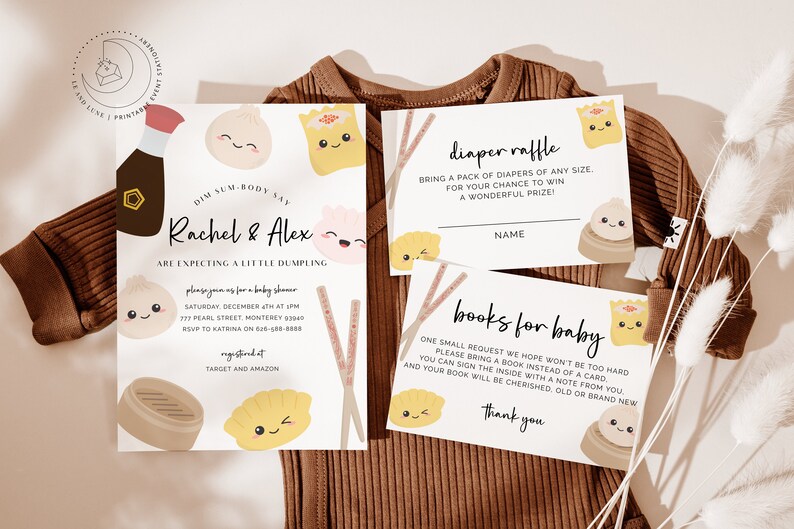 Dim Sum Dumpling Baby Shower Invitation Set, A Little Dumpling is on ...