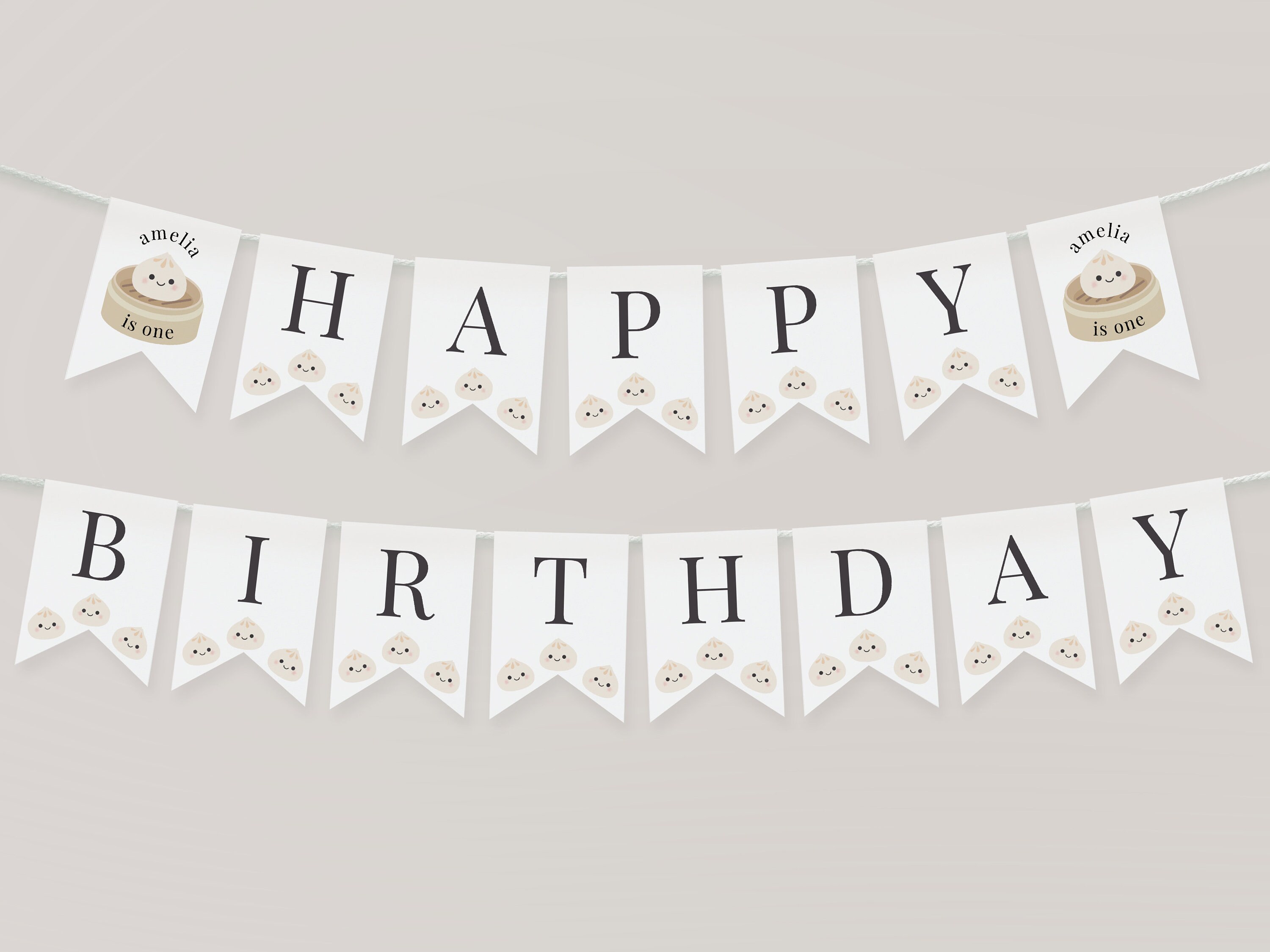 Dumpling Happy Birthday Banner, Bao 1st Birthday Party Decorations ...
