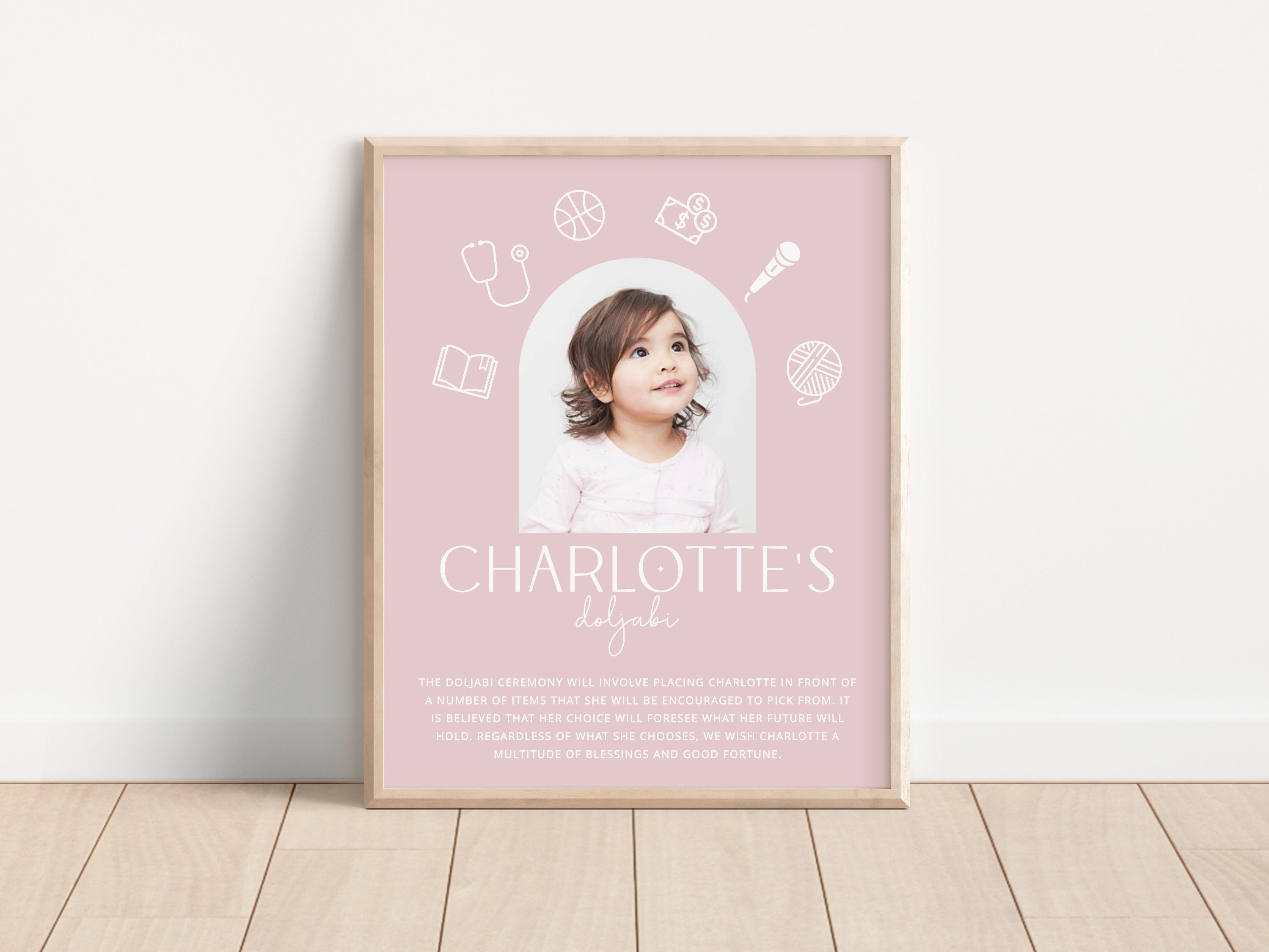 Modern Girl Doljabi Board With Photo Editable Zhua Zhou Sign - Etsy