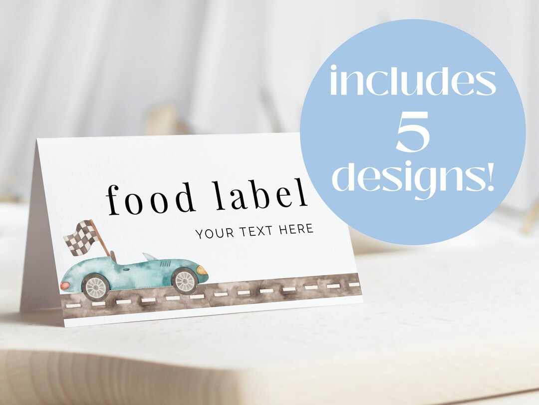 Race Car Food Labels, Two Fast Two Curious Buffet Place Cards, Fast One ...