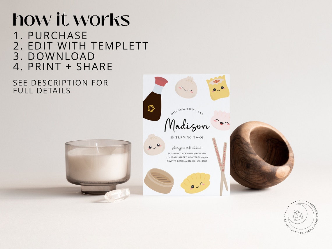 Dim Sum Dumpling Birthday Invitation Dumpling Party Invite - Etsy