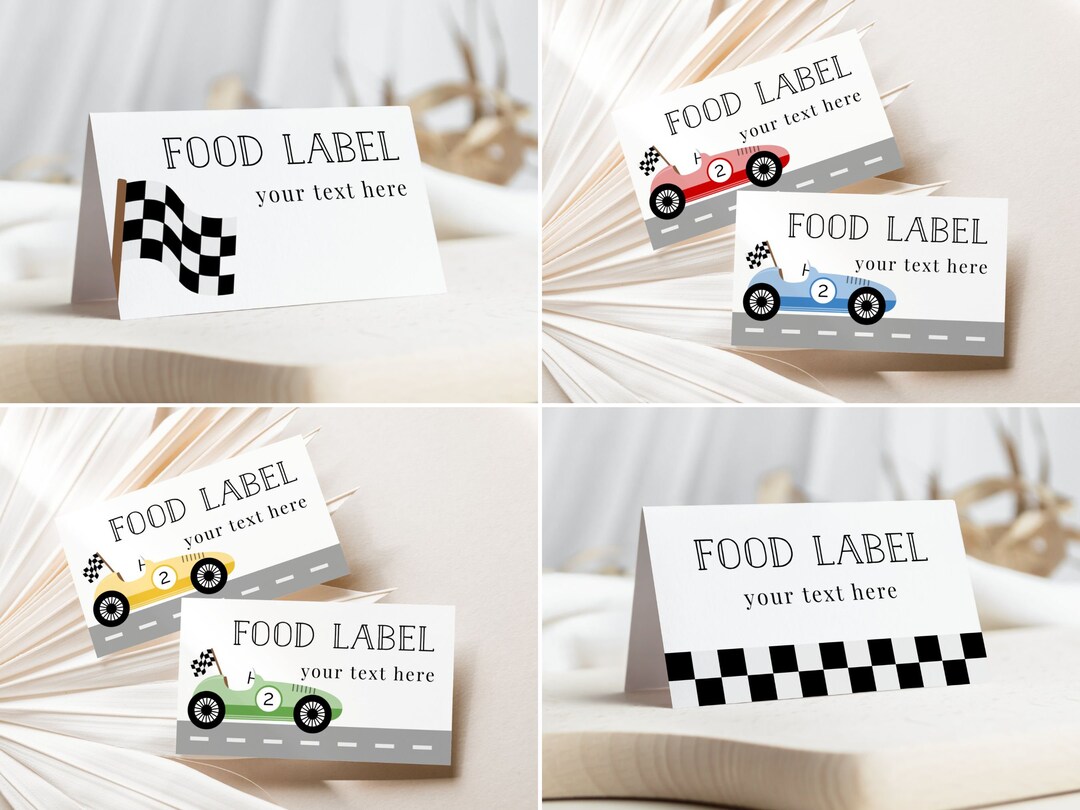 Two Fast Food Label, Fast One Place Cards, Race Car Theme Party ...