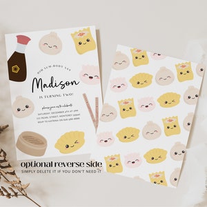 Dim Sum Dumpling Birthday Invitation, Dumpling Party Invite, Kawaii ...
