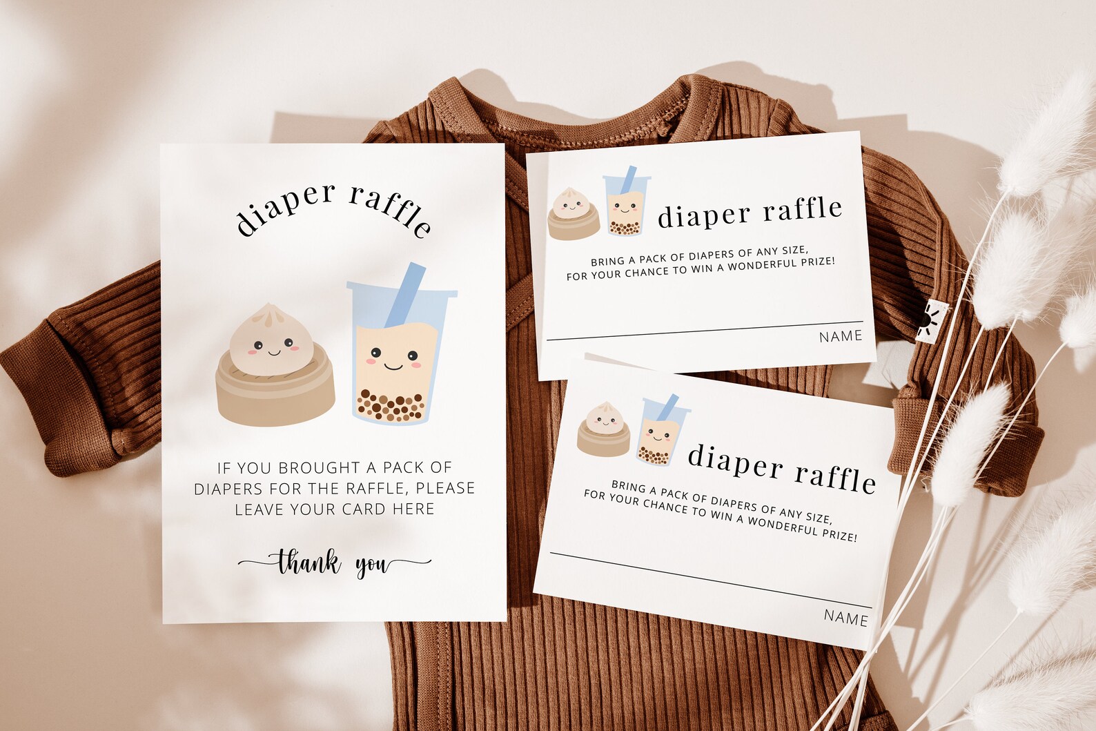 Dumpling and Boba Tea Baby Shower Invitation Set, Little Cu-tea ...