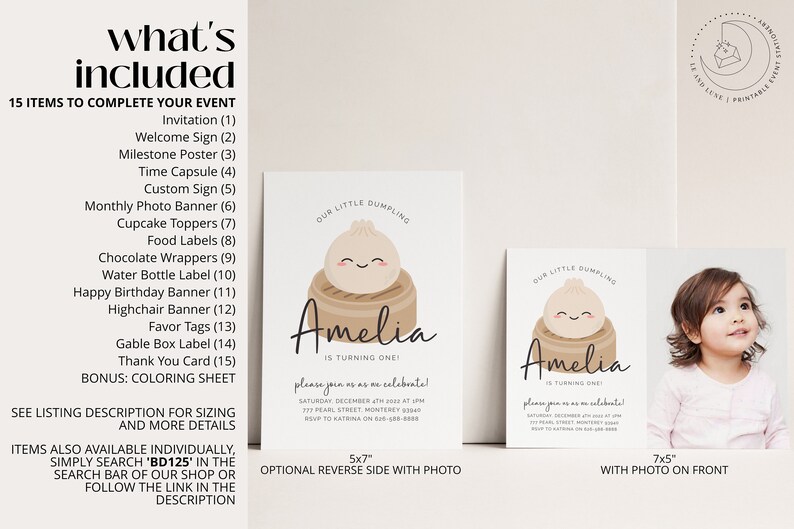 Dumpling Birthday Invitation Bundle, Dim Sum Party Decor, Bao Birthday ...