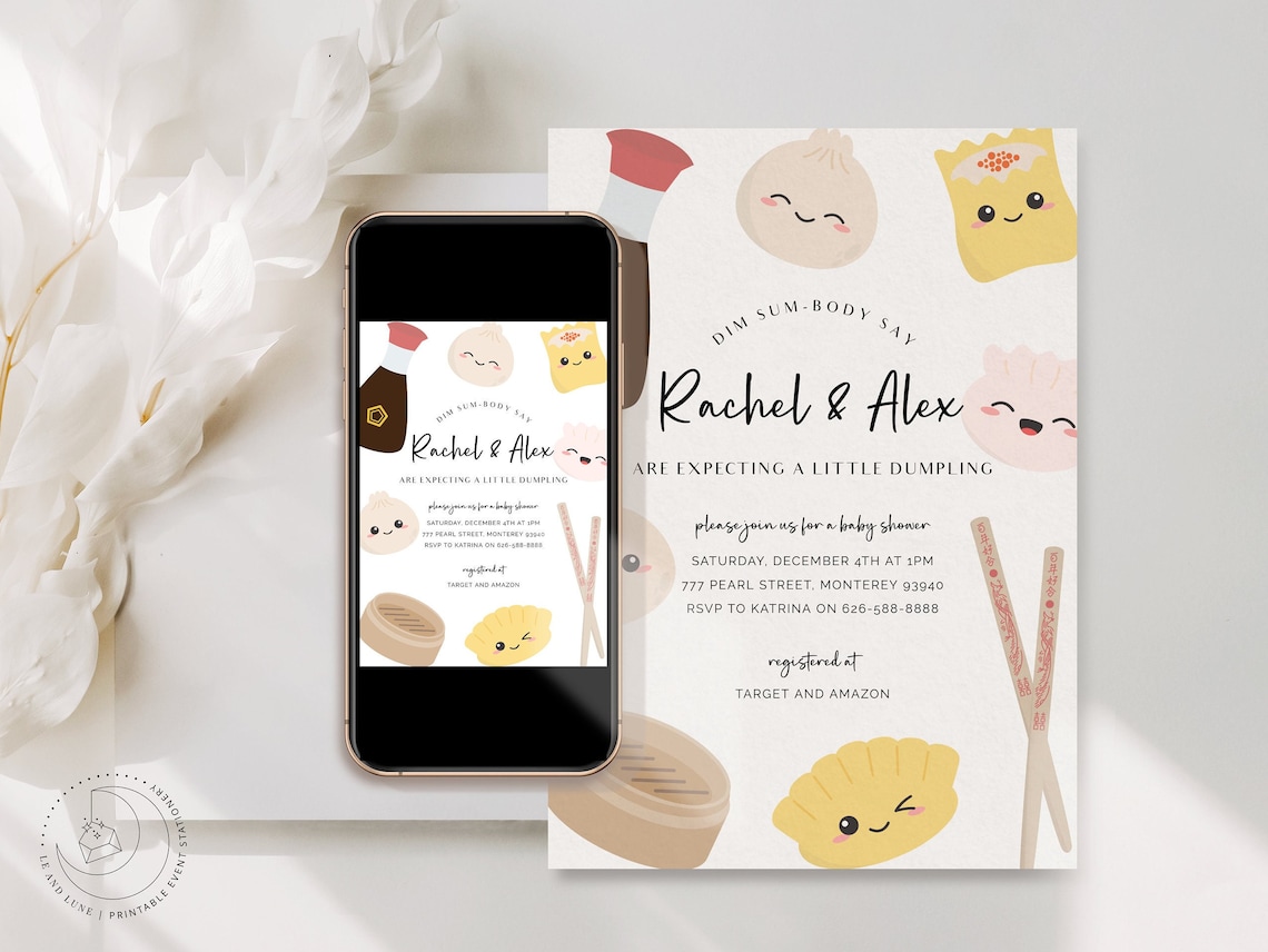Dim Sum Dumpling Baby Shower Invitation Set A Little Dumpling - Etsy