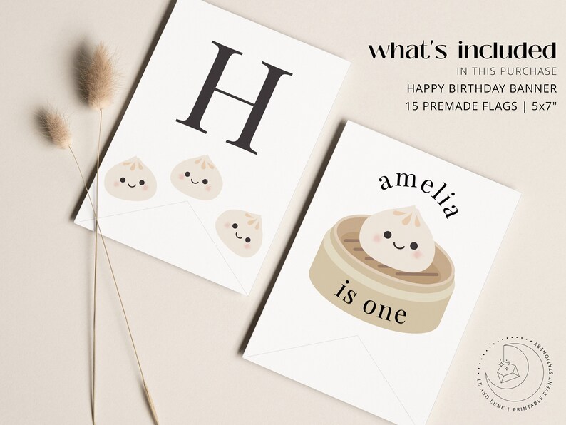 Dumpling Happy Birthday Banner, Bao 1st Birthday Party Decorations ...