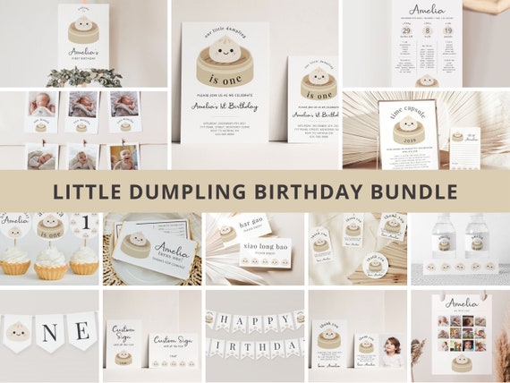 Dumpling Birthday Invitation Bundle Dim Sum Party Invite Bao - Etsy