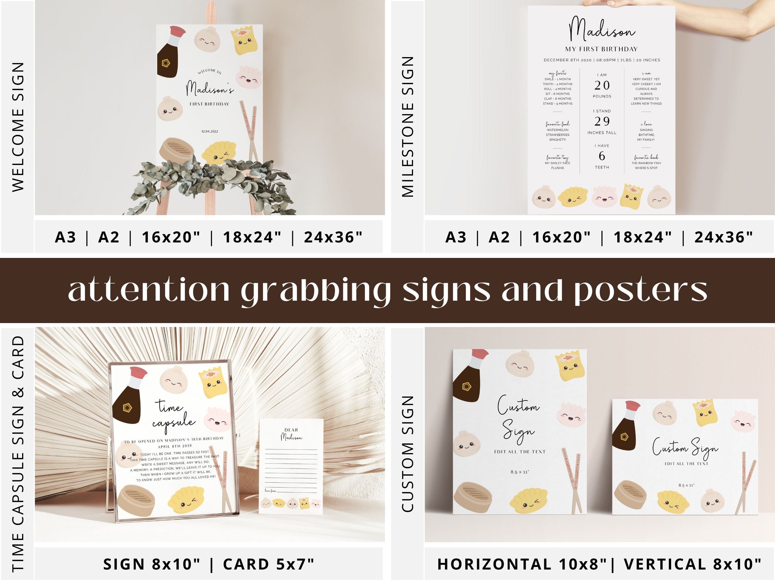 Dim Sum 1st Birthday Inviation Bundle, Little Dumpling Turns One ...