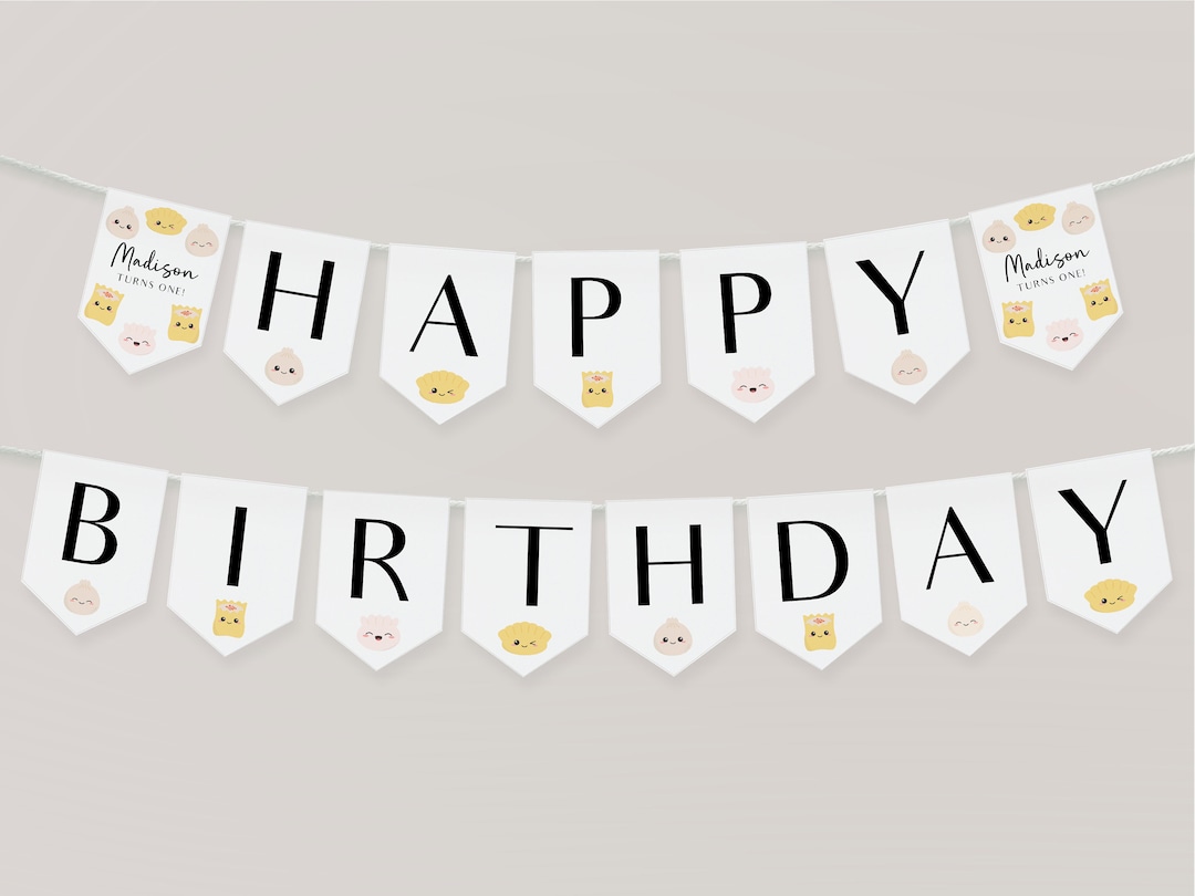 Dim Sum Dumpling Happy Birthday Banner, Dim Sum Party Decor, Dumpling ...