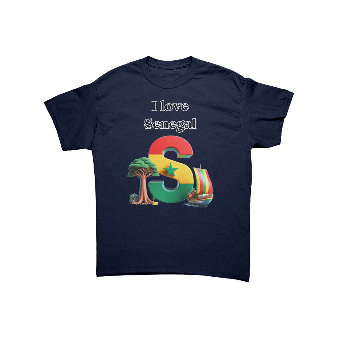 T-shirt 3D Letter Design in Flag Colors With Baobab & Fishing Boat, s ...