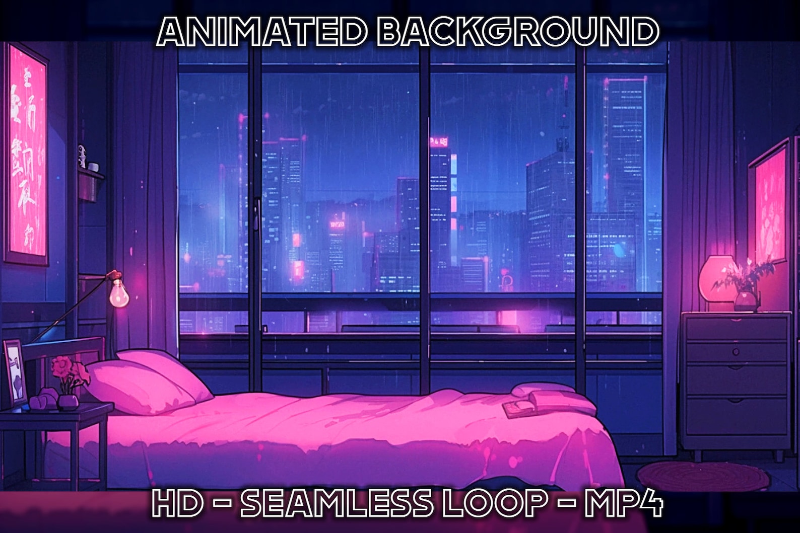 Animated Background Loop - Anime Bedroom for Green Screen SFX Vtuber ...
