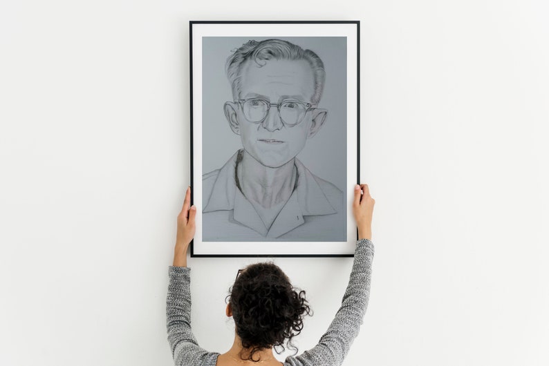 Memorial Gift for Loss of Father, Custom Portrait Drawing From Photo ...