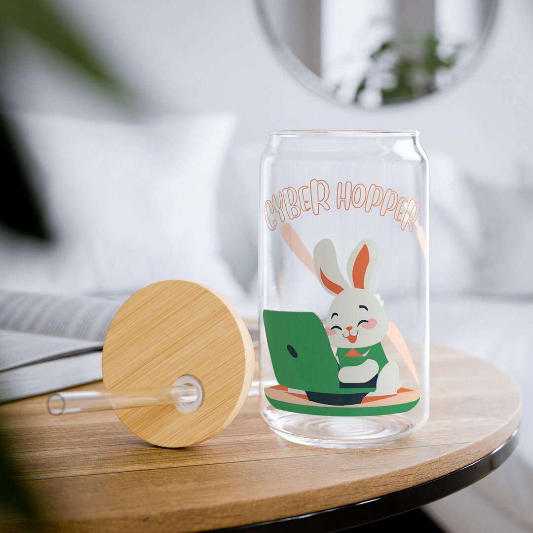Cute Bunny Sipper Glass, Adorable Rabbit Drinkware for Kids, Perfect ...