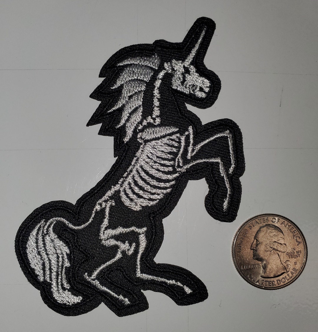 Embroidered Skeleton Unicorn Patch - Etsy