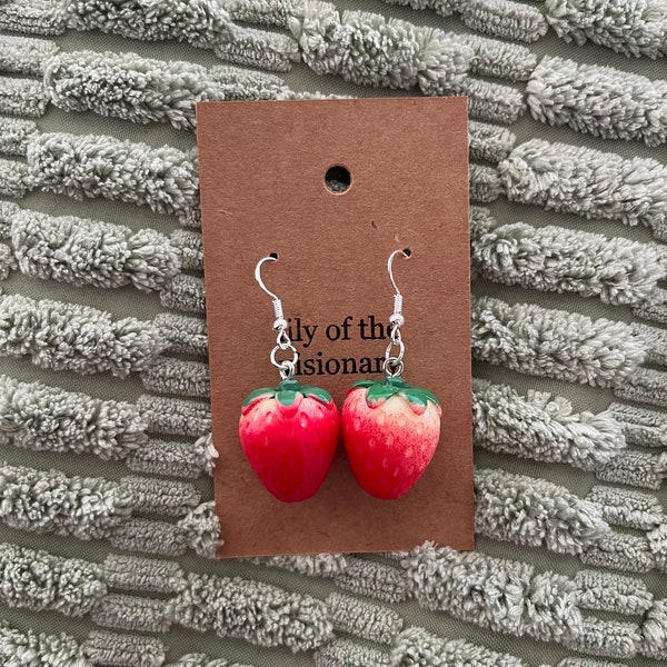 Strawberry Earrings - Etsy