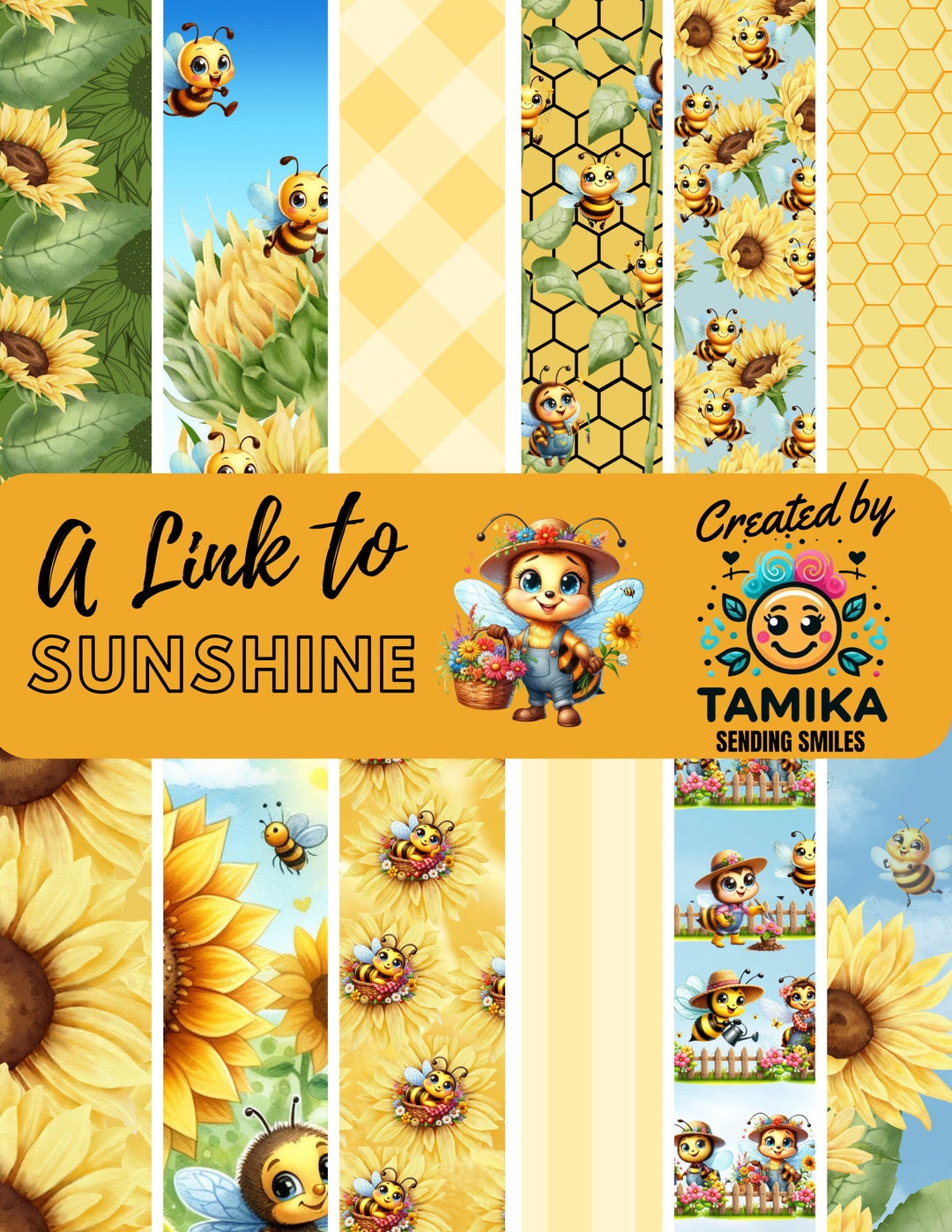 Sunshine Digital Paper Collection With All Bees and Sunflowers ...