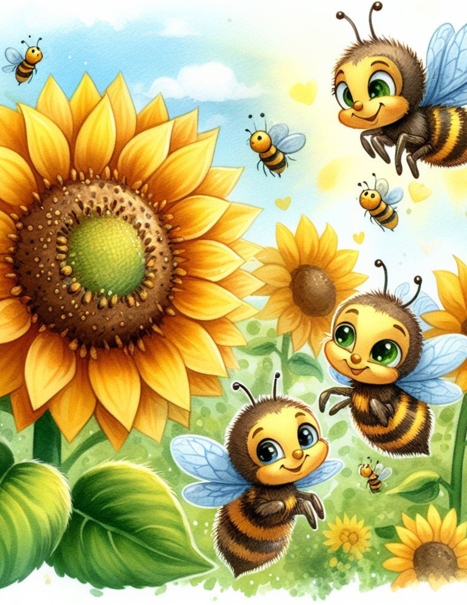 Sunshine Digital Paper Collection With All Bees and Sunflowers ...