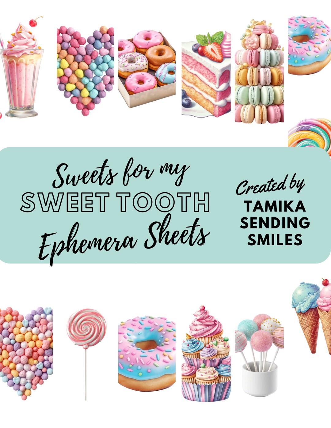 Sweets for My Sweet Tooth Ephemera Sheets - Pastel Cookies, Cakes ...