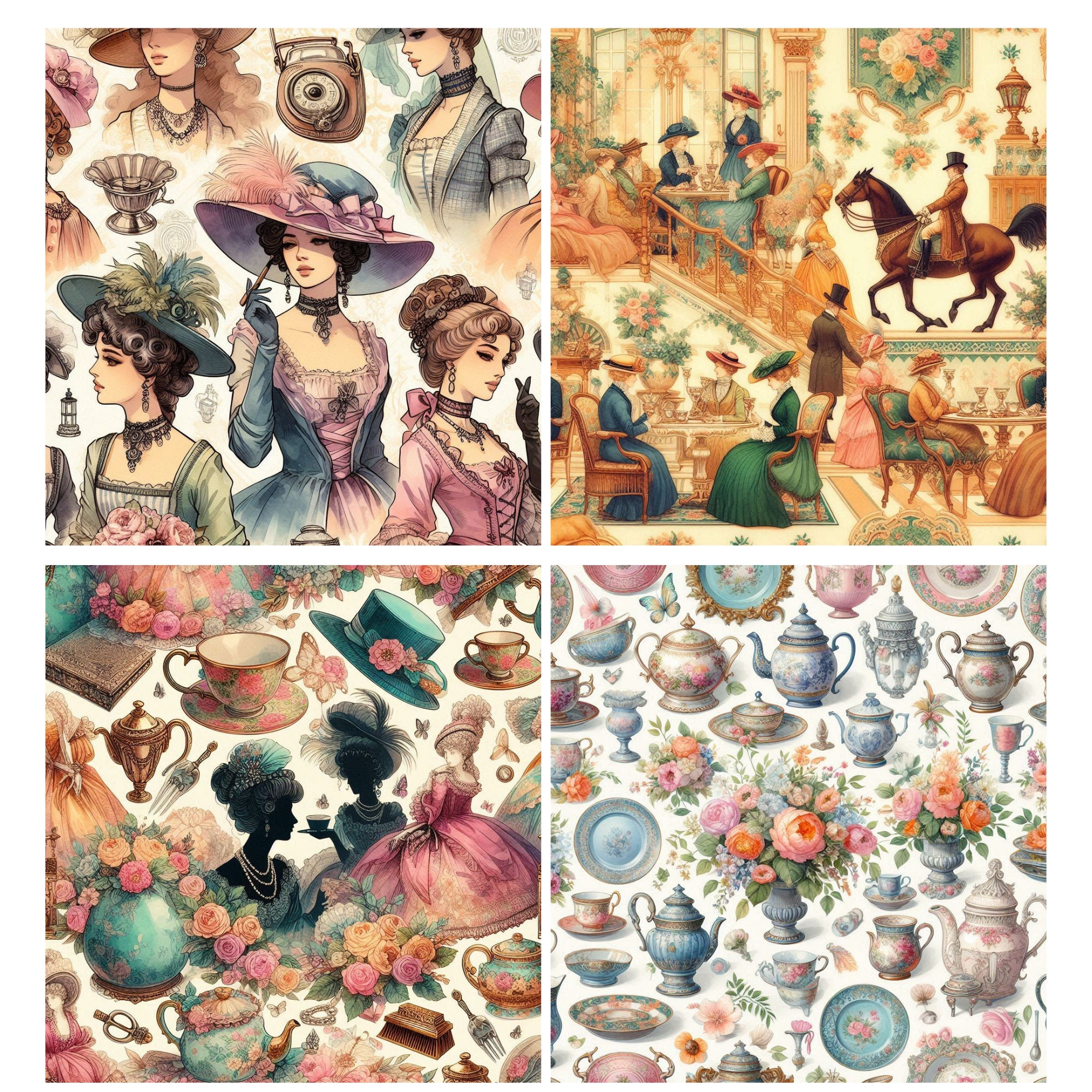 Regency Era Bridgerton Digital Paper Collection Scrapbooking Card ...