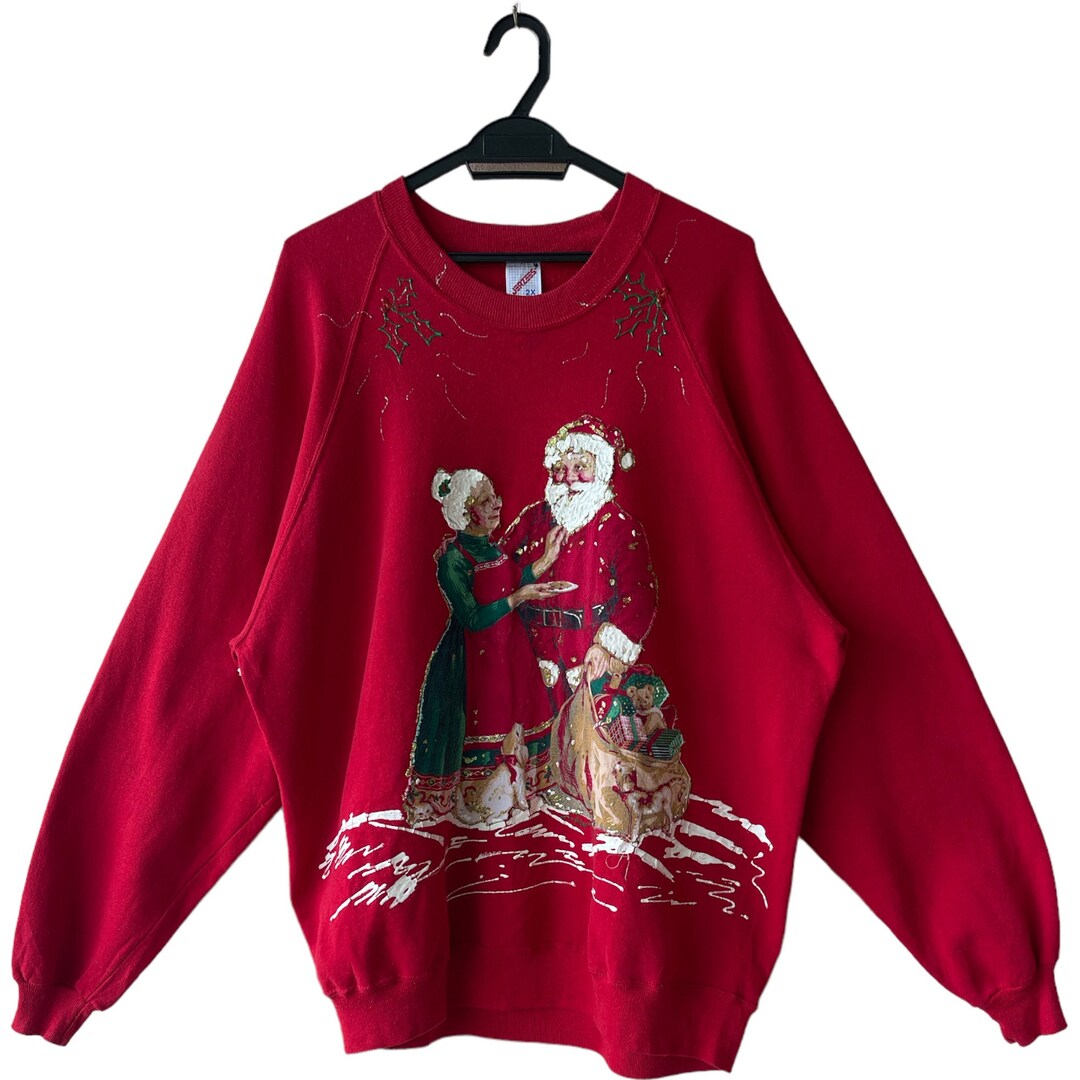 Vintage 90’s Santa Claus Artwork Graphic Sweatshirt Vintage Red ...