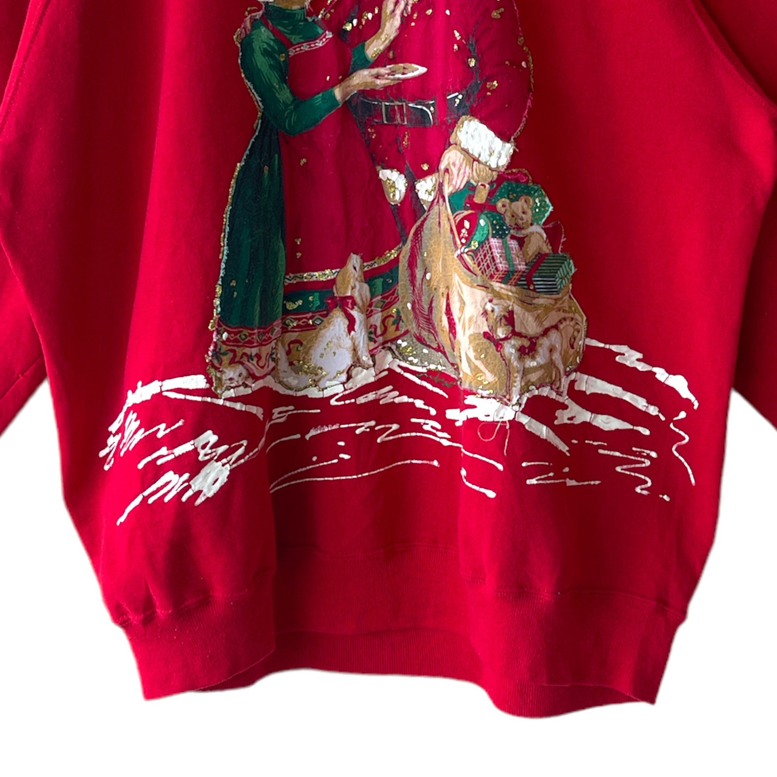 Vintage 90’s Santa Claus Artwork Graphic Sweatshirt Vintage Red ...