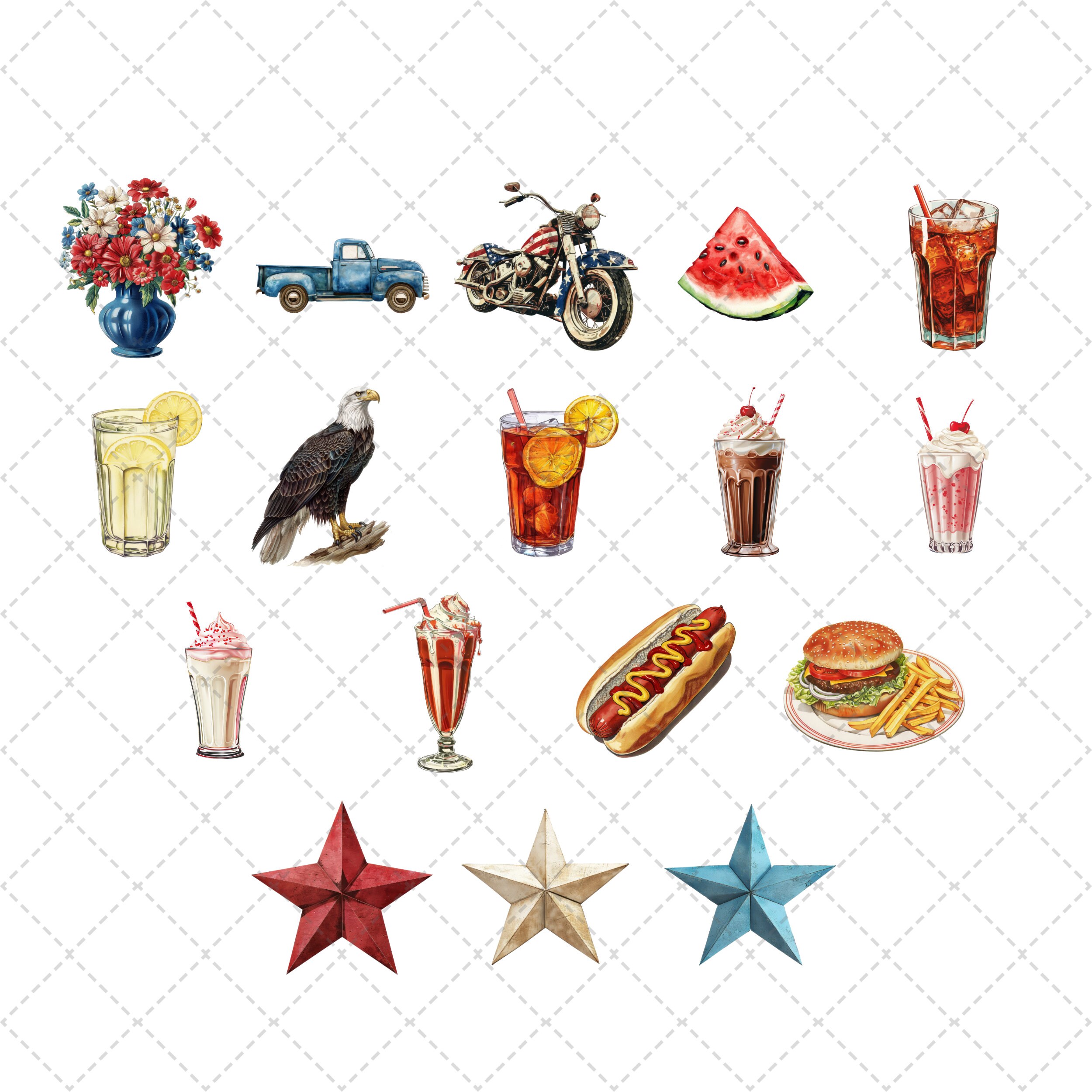 42 Fourth of July Clipart, Independence Day, Red, Blue, and White Pngs ...