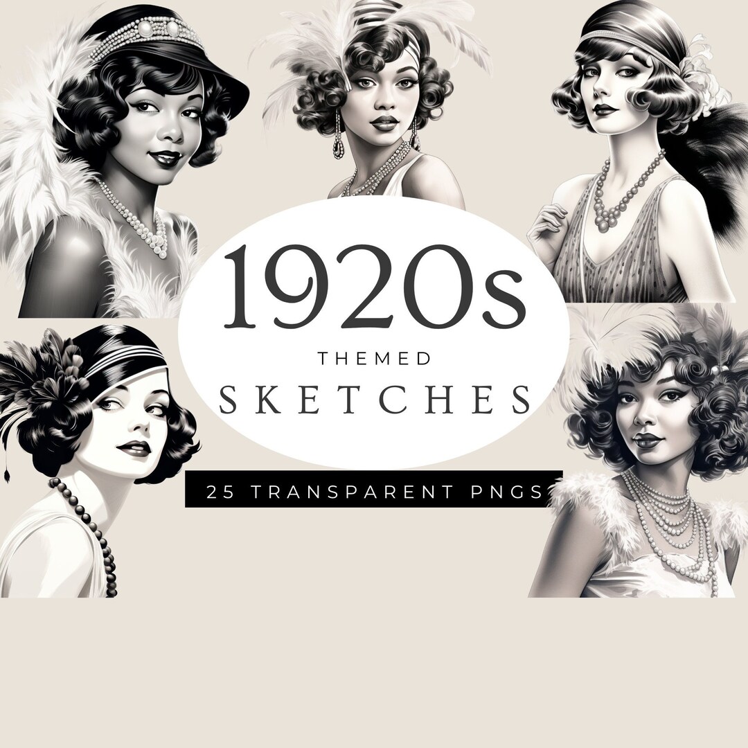 The Roaring 1920s Sketches Clipart - Etsy