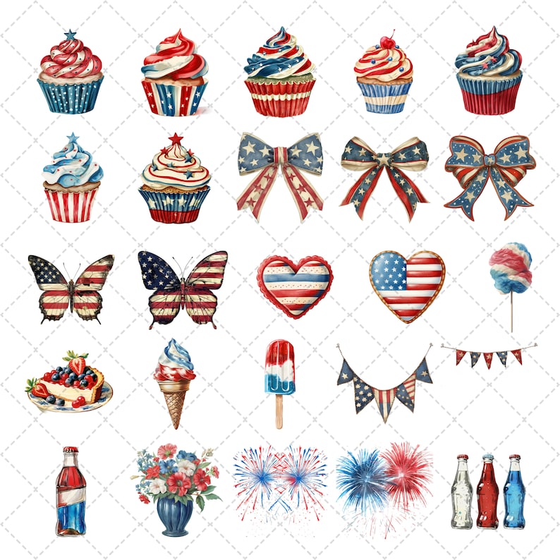 42 Fourth of July Clipart, Independence Day, Red, Blue, and White Pngs ...
