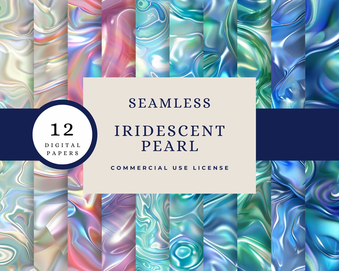 12 Iridescent Pearl Seamless Textured Backgrounds, Digital Papers, Blue ...