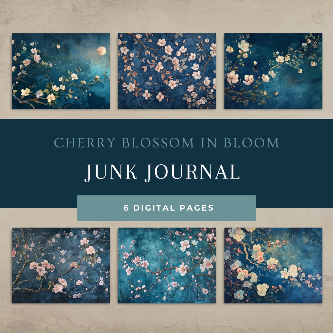 6 Cherry Blossoms in Bloom Printable Junk Journal Pages - Etsy