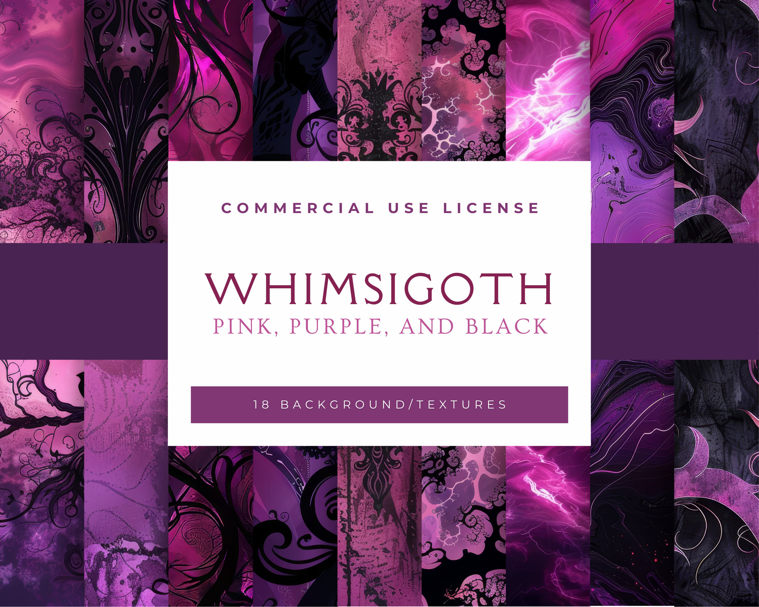 18 Whimsigoth Digital Papers, Backgrounds, Textures, Pink, Purple, and ...