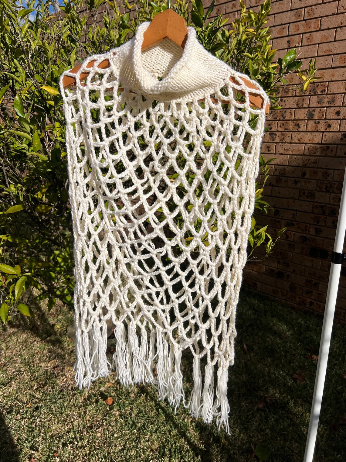 1960s Hand Knitted Poncho, High Neck, Transparent - Lovely to Wear ...