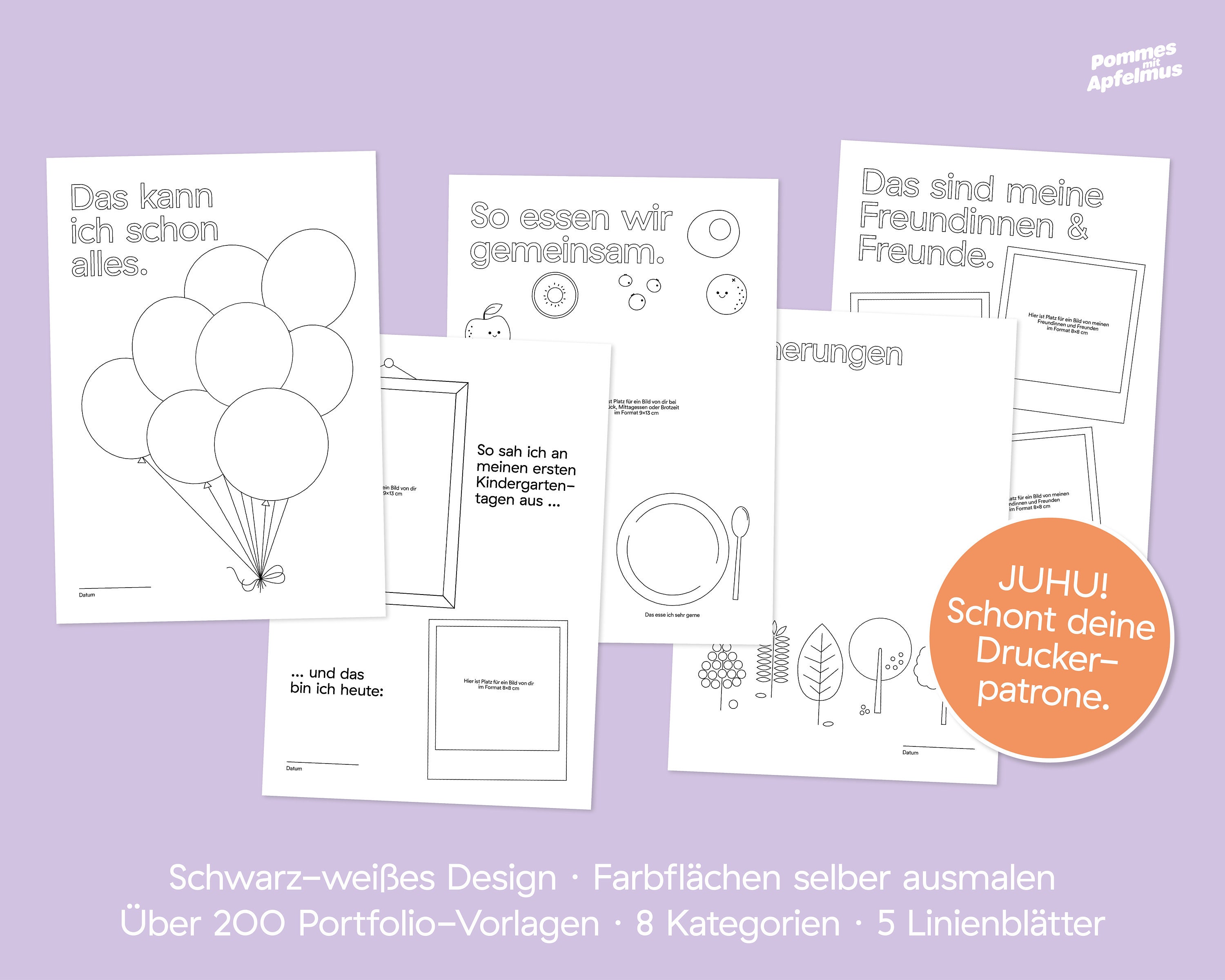 200 Digital Portfolio Templates Nursery & Kindergarten kita BLACK-WHITE ...