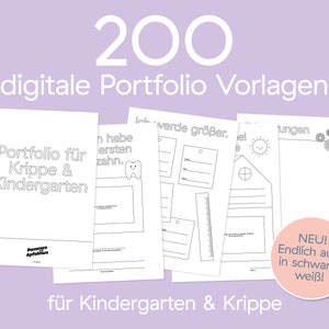 200 Digital Portfolio Templates Nursery & Kindergarten kita BLACK-WHITE ...