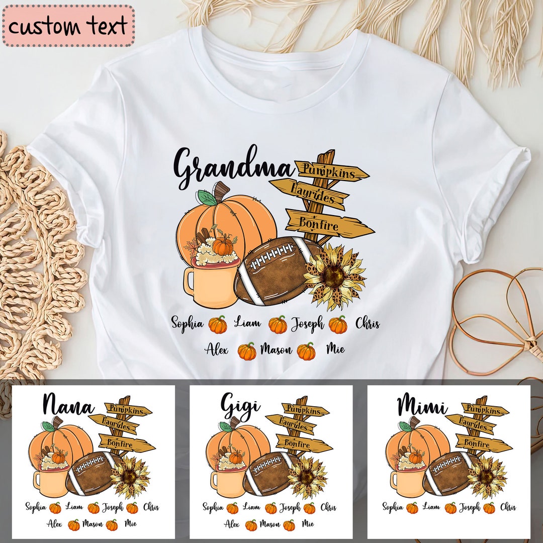 Grandma Life Personalized Shirt, Grandma Fall Shirt, Fall Vibes Shirt ...