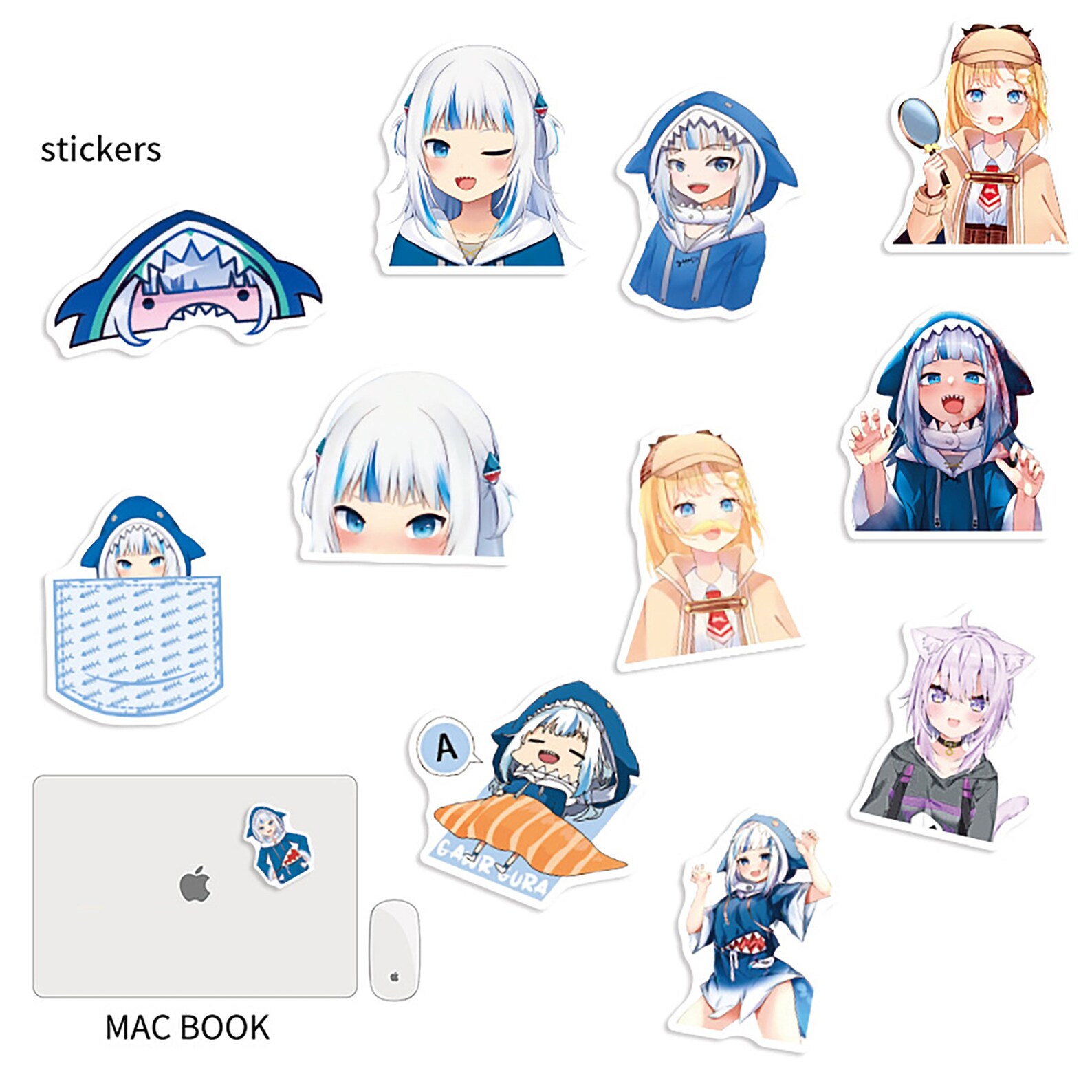 Vtuber Stickers Shark Girl Hololive EN Cute Sticker Pack - Etsy